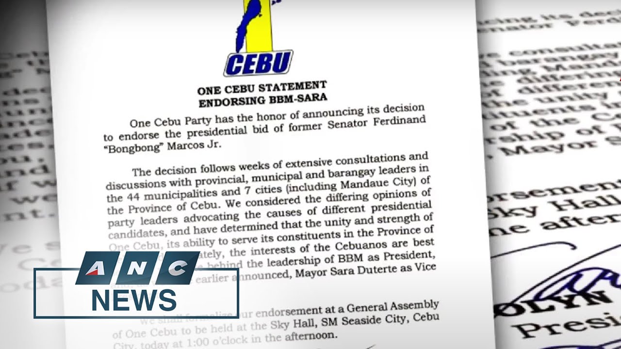 One Cebu party endorses Marcos | ANC - YouTube
