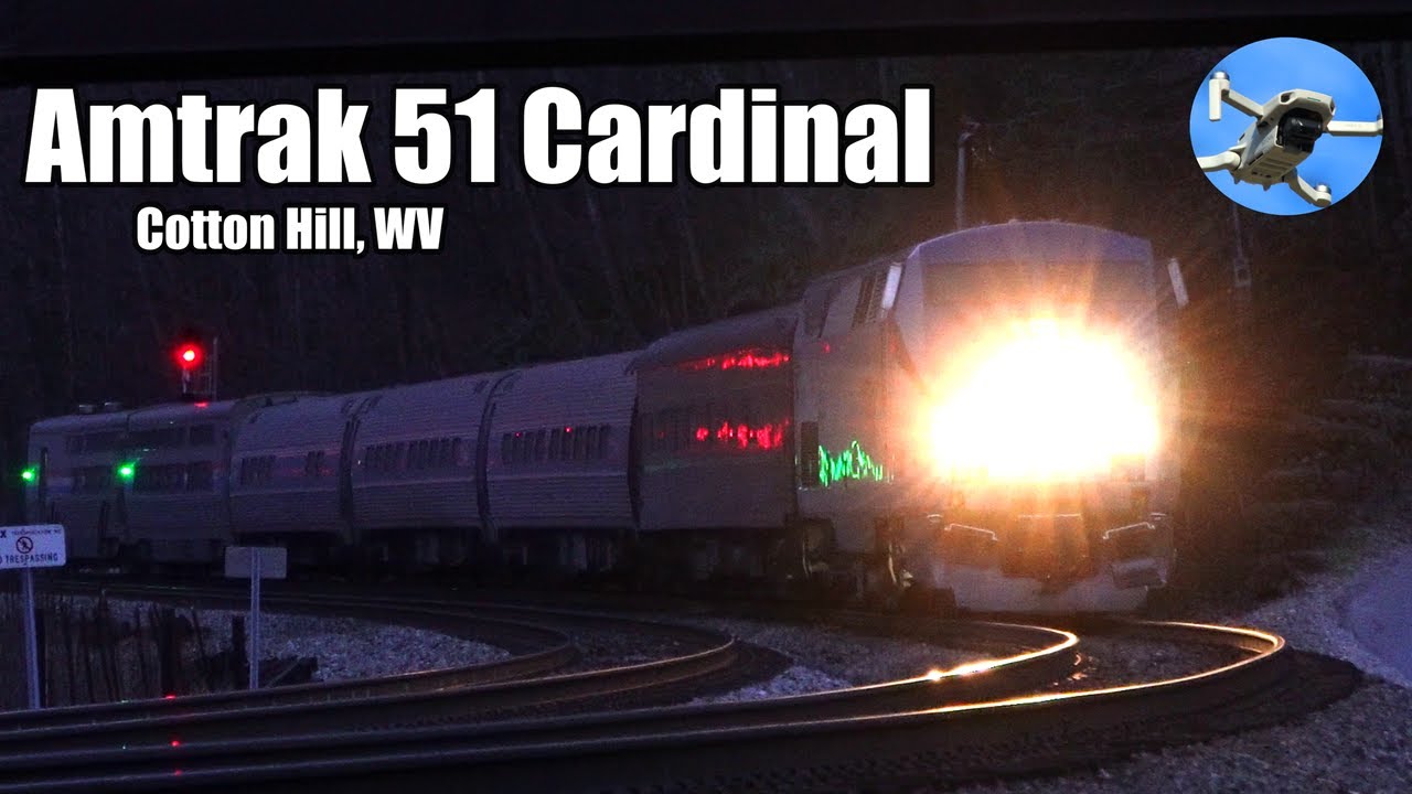 Amtrak's 51 Cardinal Passing Thru Cotton Hill, WV - YouTube