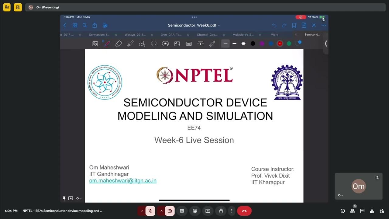 Week-6 Live Session NPTEL Semiconductor Device Modeling and Simulation 2025 - YouTube