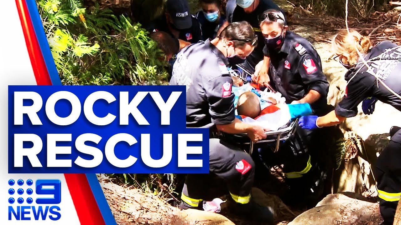 Rock climber rescued after falling three metres | 9 News Australia ...