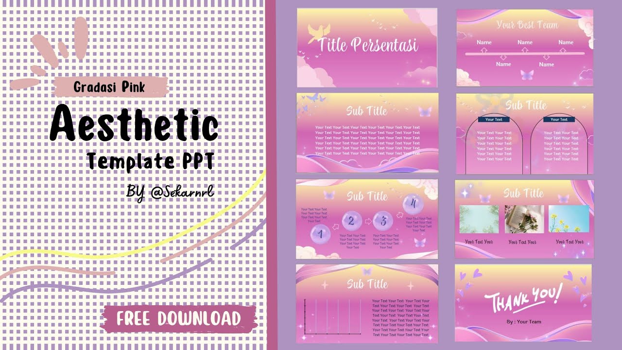 Part #1 Aesthetic Pink Gradient PPT Template | animated Slide| Free ...