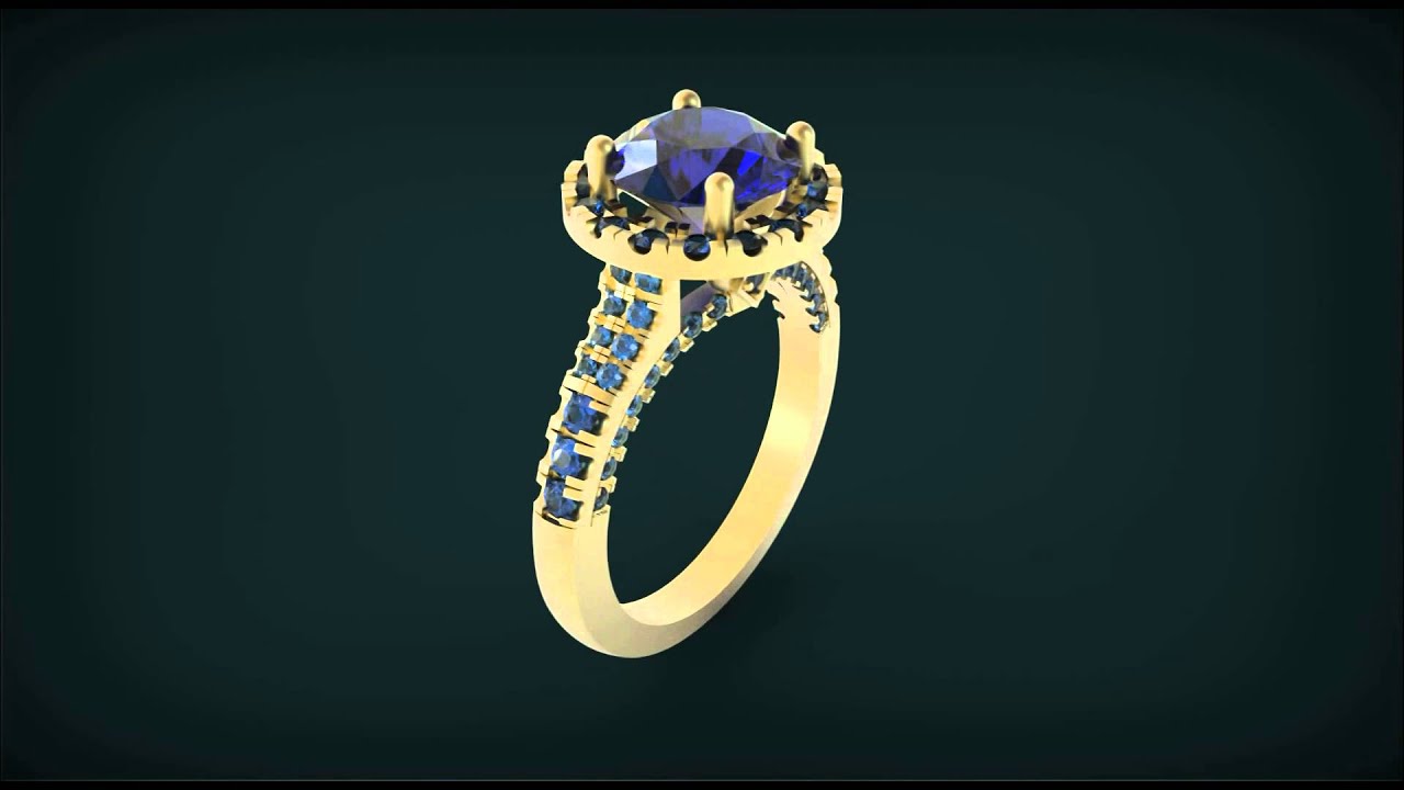 cg rings 3d - Round Multi Jewel Ring (Model ring_02) - YouTube