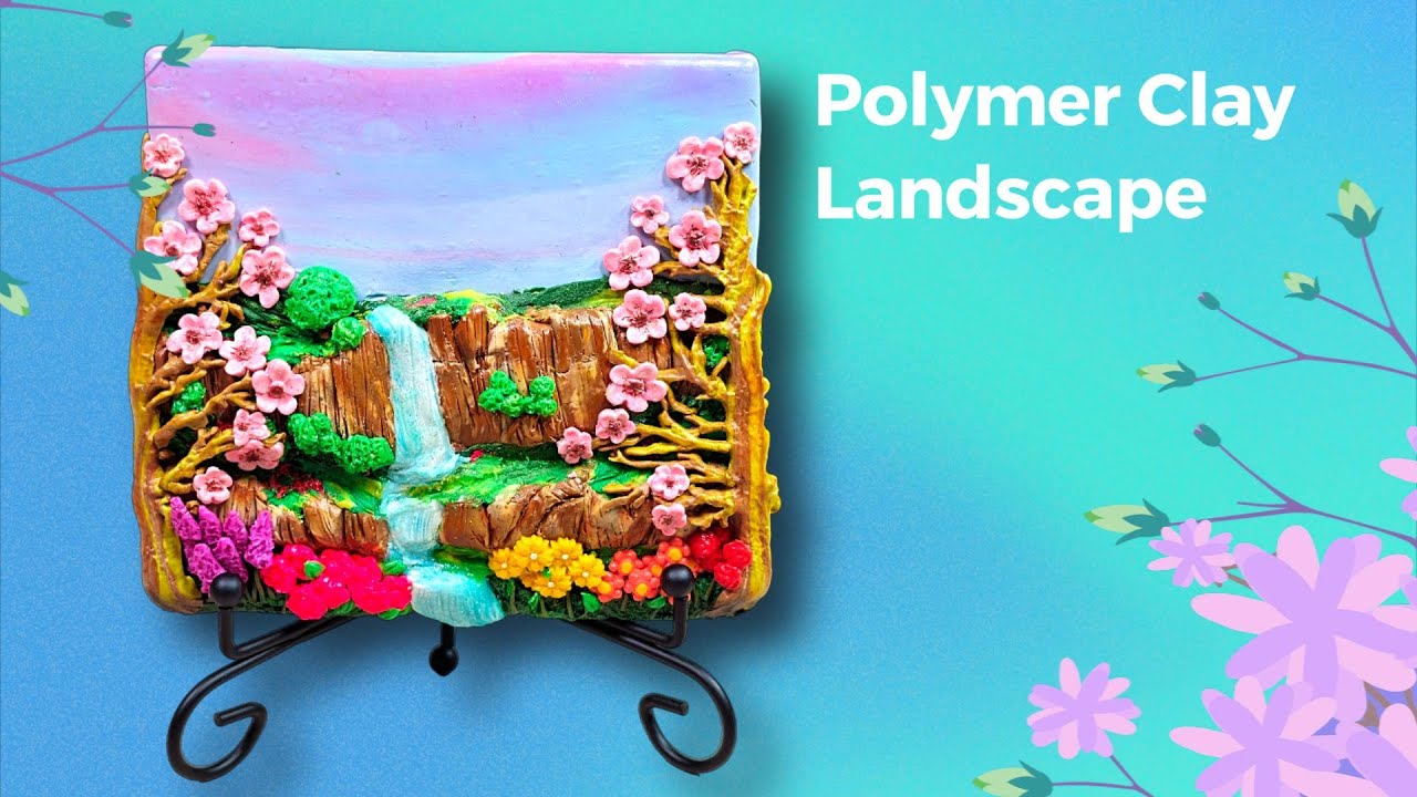 Polymer Clay Landscape with Waterfall and beautiful plants| Relaxing ...