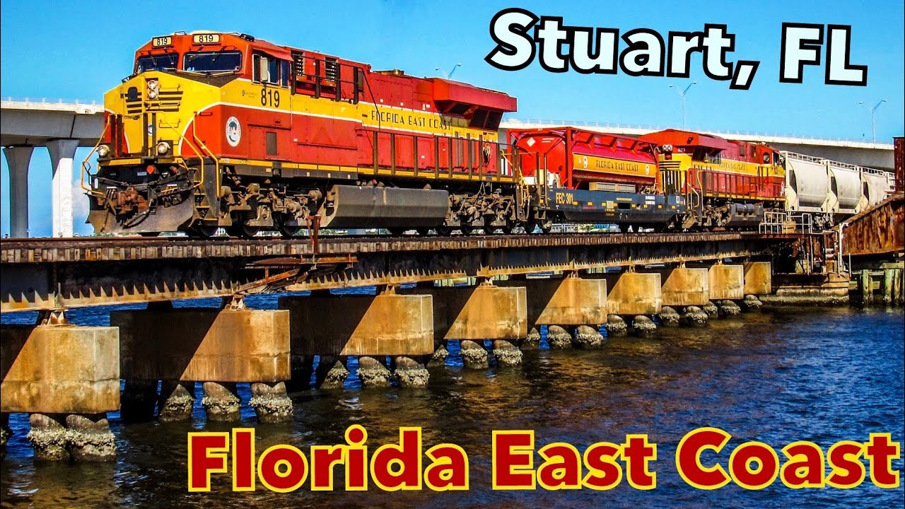 FEC Trains on the Stuart Drawbridge! - YouTube