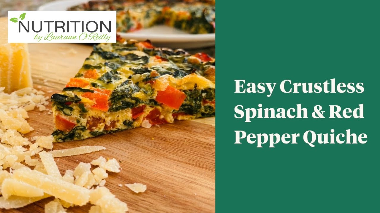 Easy Crustless Spinach & Red Pepper Quiche Recipe - YouTube