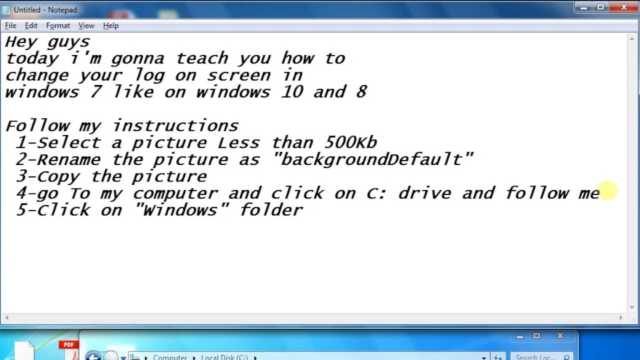 How to change log on screen in Windows 7 - YouTube