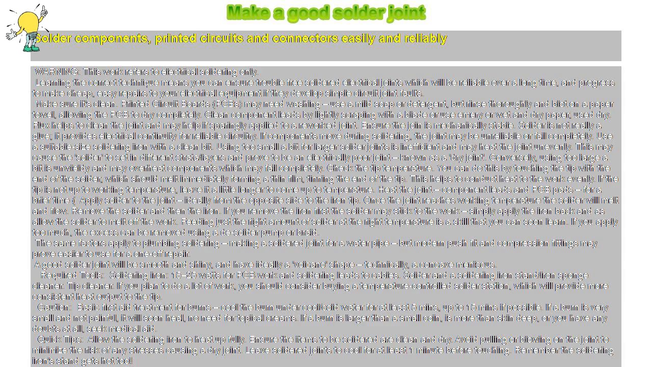 How to : Make a good solder joint - YouTube