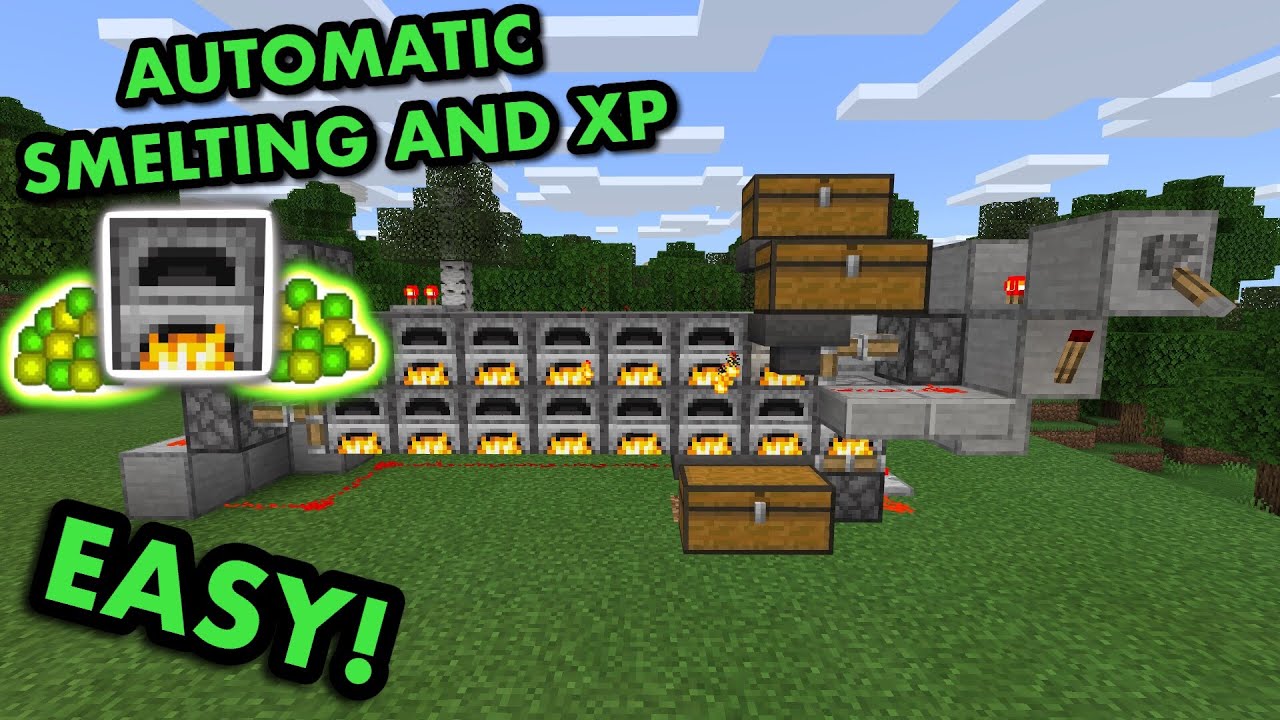 SIMPLE 1.21 AUTOMATIC SUPER SMELTER TUTORIAL in Minecraft Bedrock (MCPE ...