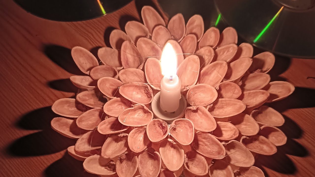 SUPER EASY DIY using PISTA SHELLS /OLD CD CRAFT IDEAS - YouTube