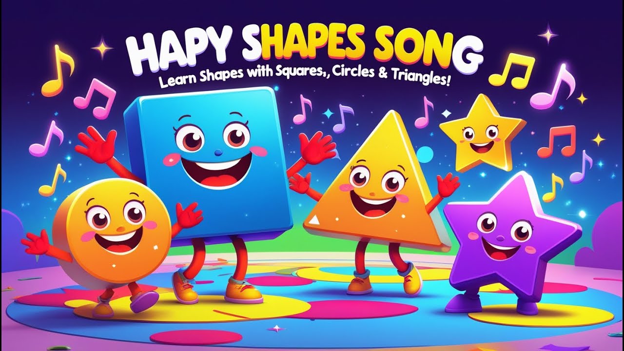 🟦🔺 Happy Shapes Song – Learn Shapes with Squares, Circles & Triangles ...