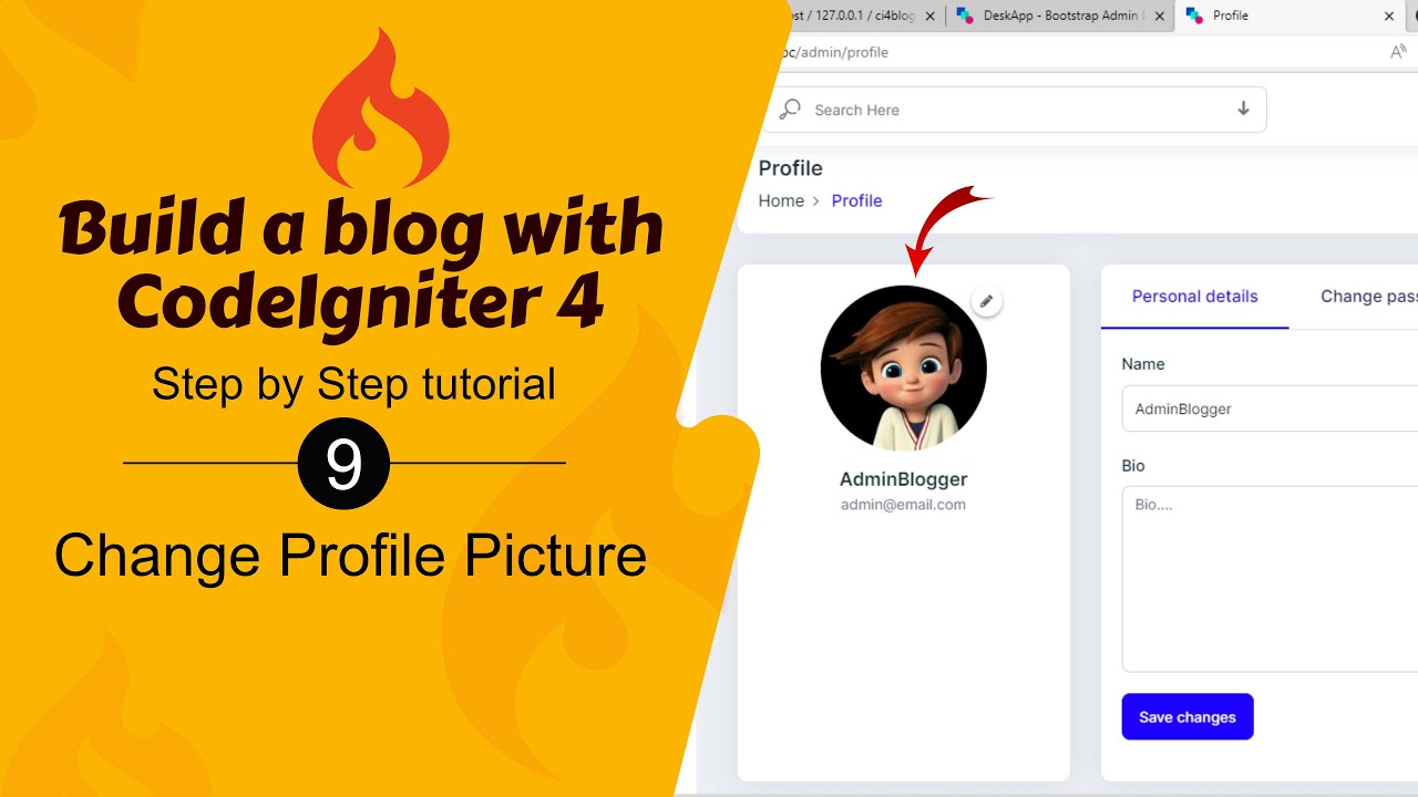 #9. Changing Profile Picture in CodeIgniter 4 - YouTube