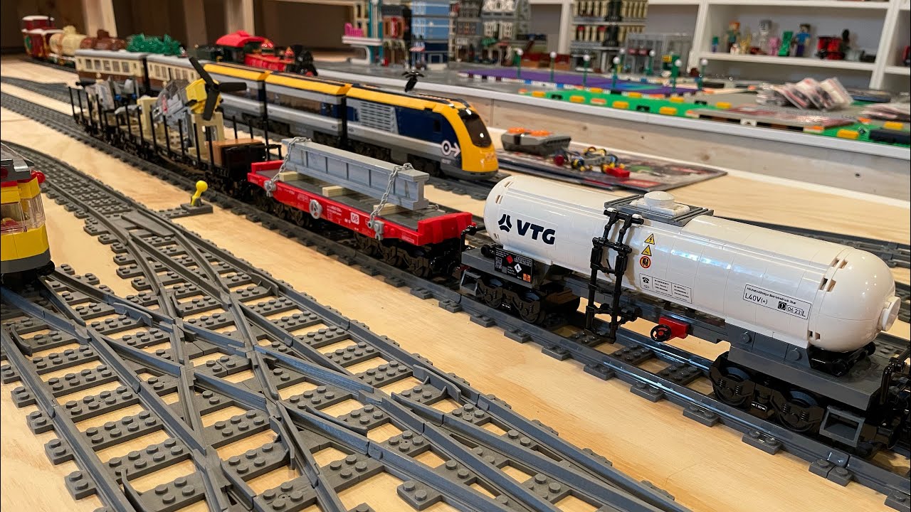 LEGO Trains - New Train Cars Running Around The Layout - YouTube