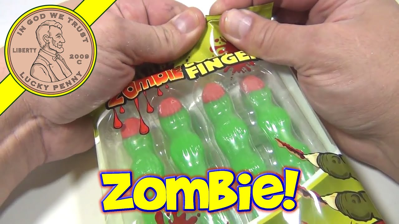 Zombie Halloween Lollipop Fingers - Sour Apple 4 Pack - YouTube
