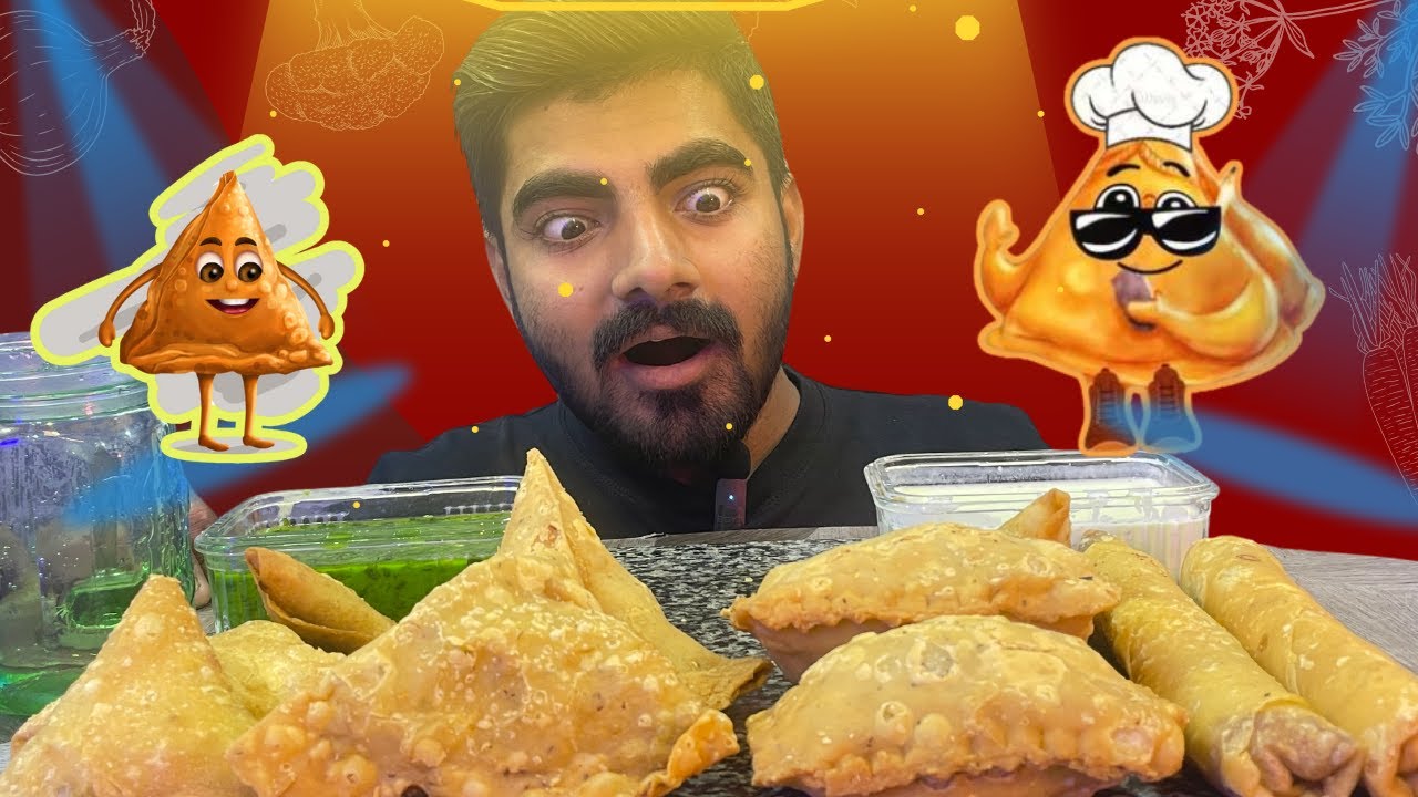 EATING SAMOSA ASMR (ALOO SAMOSA,CHICKEN SAMOSA,VEGETABLE SAMOSA,DAAL ...