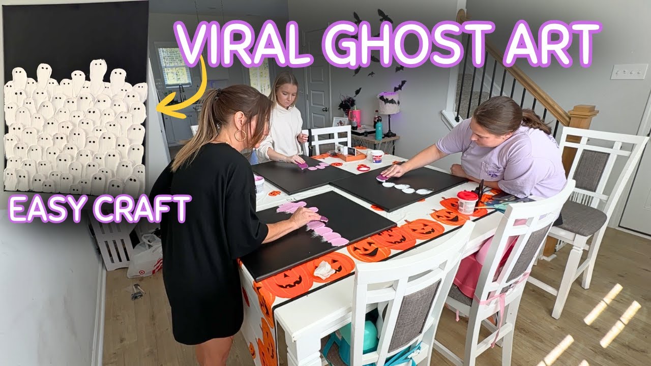🎨👻 DIY VIRAL GHOST PAINTING from Michaels! | Spackle Ghost Canvas ...