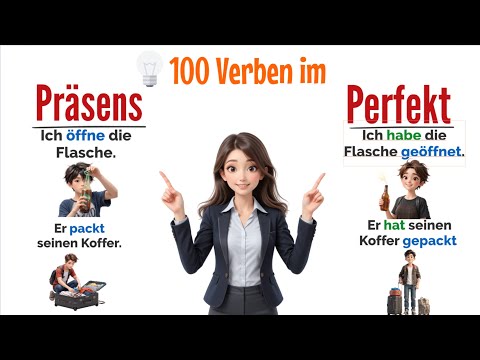 100 deutsche Verben für Anfänger (A1–A2) – PRÄSENS & PERFEKT  mit Beispielen 💡