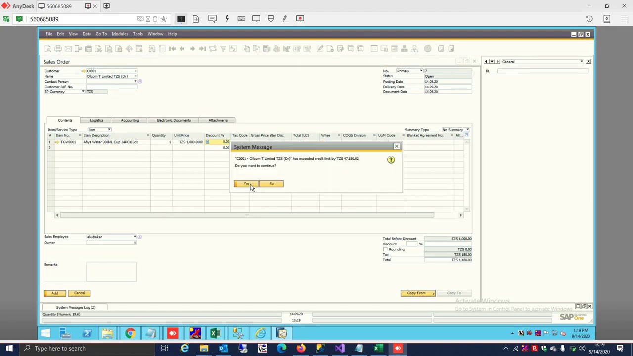 SAP Business one Sales Order Processing - YouTube