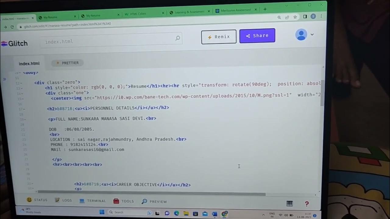 How To Create Resume Using Html And Css Youtube