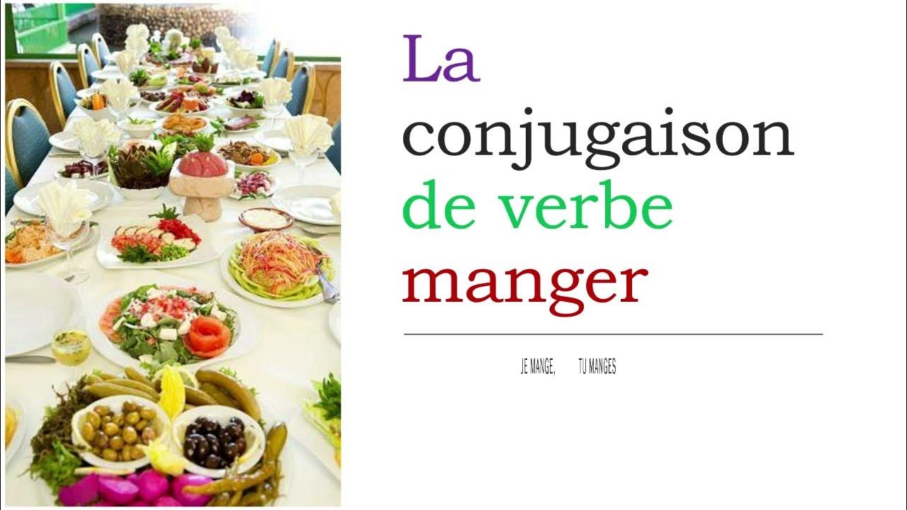 French verb "manger'' conjugation in present simple with example. - YouTube