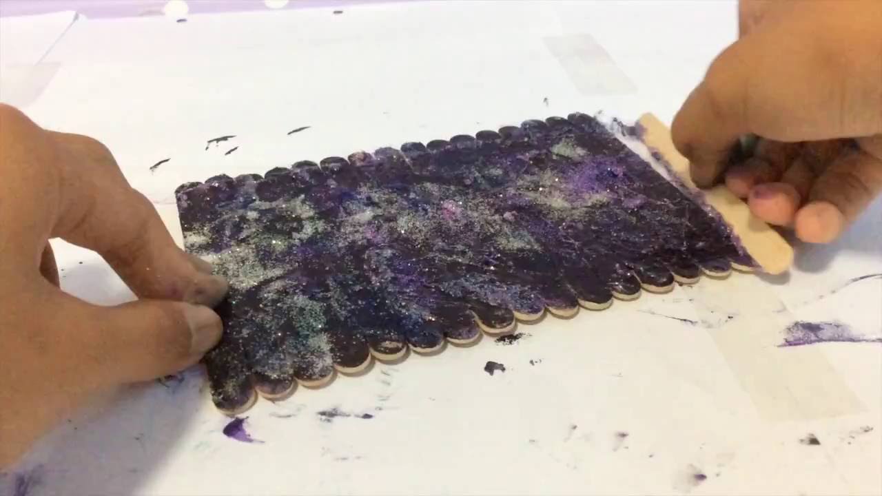 How to make a galaxy art peice out of popsicle sticks - YouTube