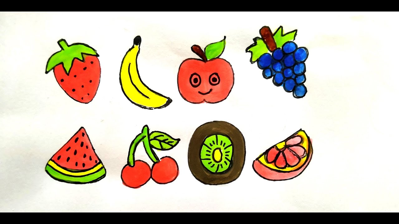 How to draw Fruits | Easy fruits drawing | Painting |Coloring - YouTube
