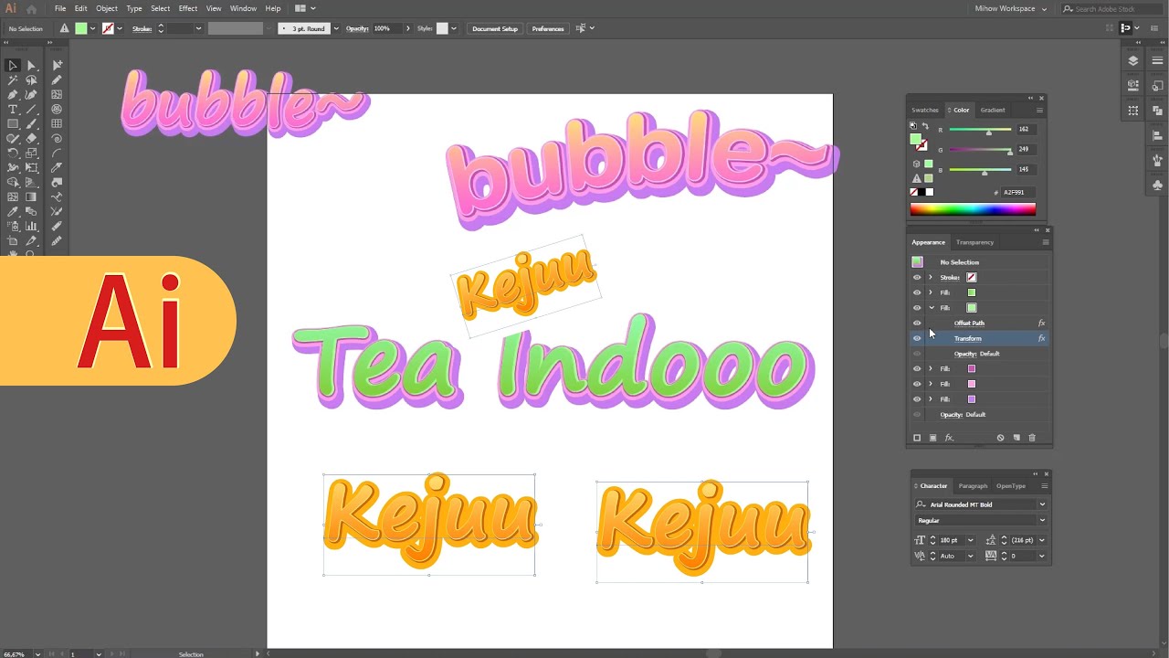 #tutorialyoutube 3 - Typhography Style Tutorial | Text Effect in Adobe ...