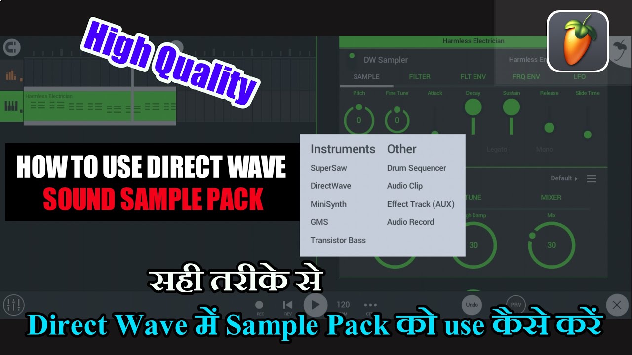 how to use Sample Pack in Direct wave || Direct wave Me sample ko Sahi ...