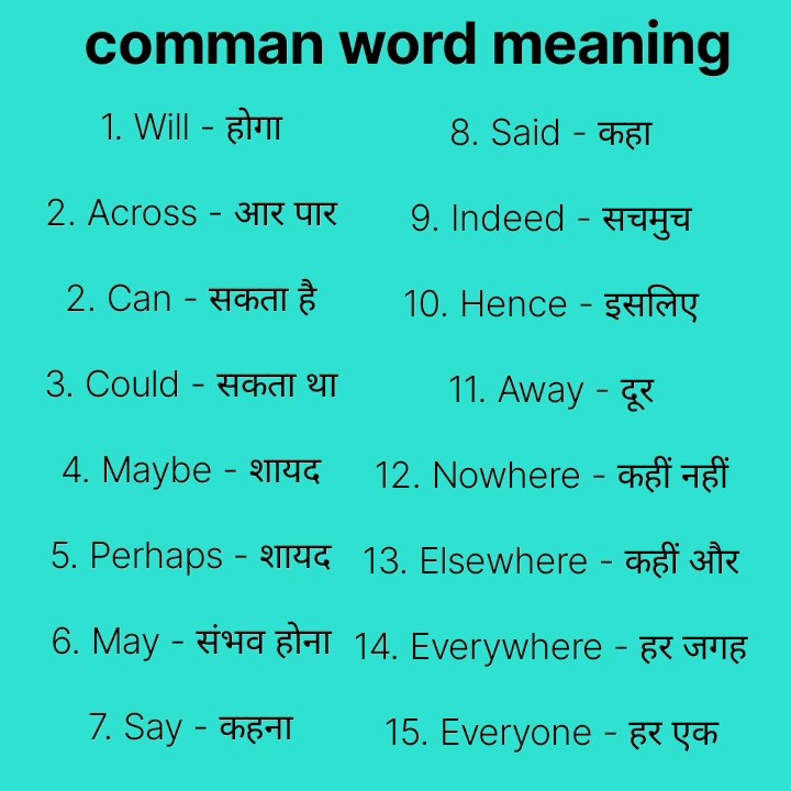 Basic English Words Meaning Practice List for Beginners।। General ...
