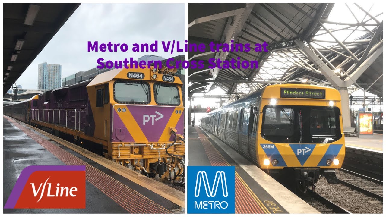 Metro and V/Line trains at Southern Cross Station - YouTube