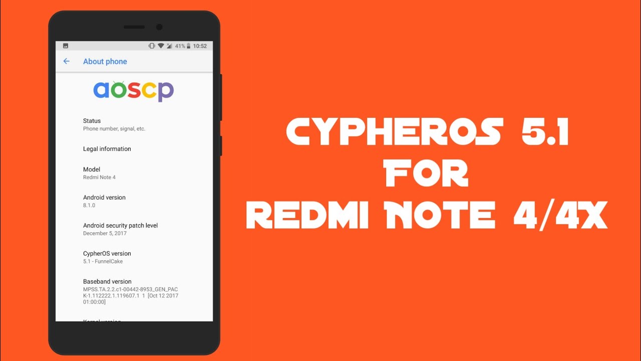 CypherOS/AOSCP Rom For Redmi Note 4/4X - YouTube