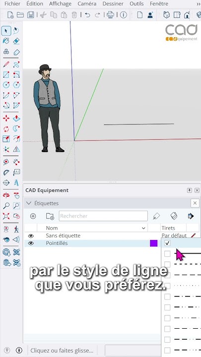 Astuce SketchUp · Tracé 2D en pointillés · CAD Equipement - YouTube