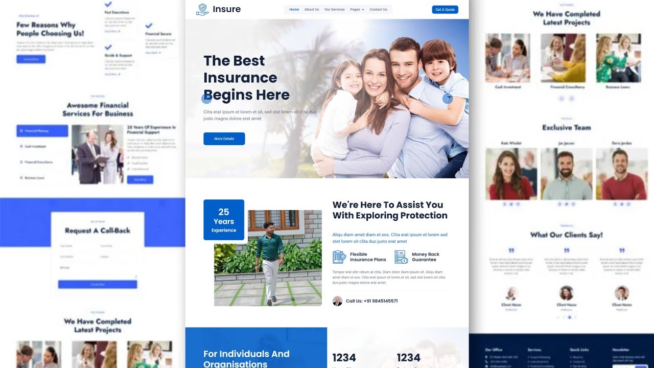 Insure | Insurance Management System Website Template Free | Hospital ...