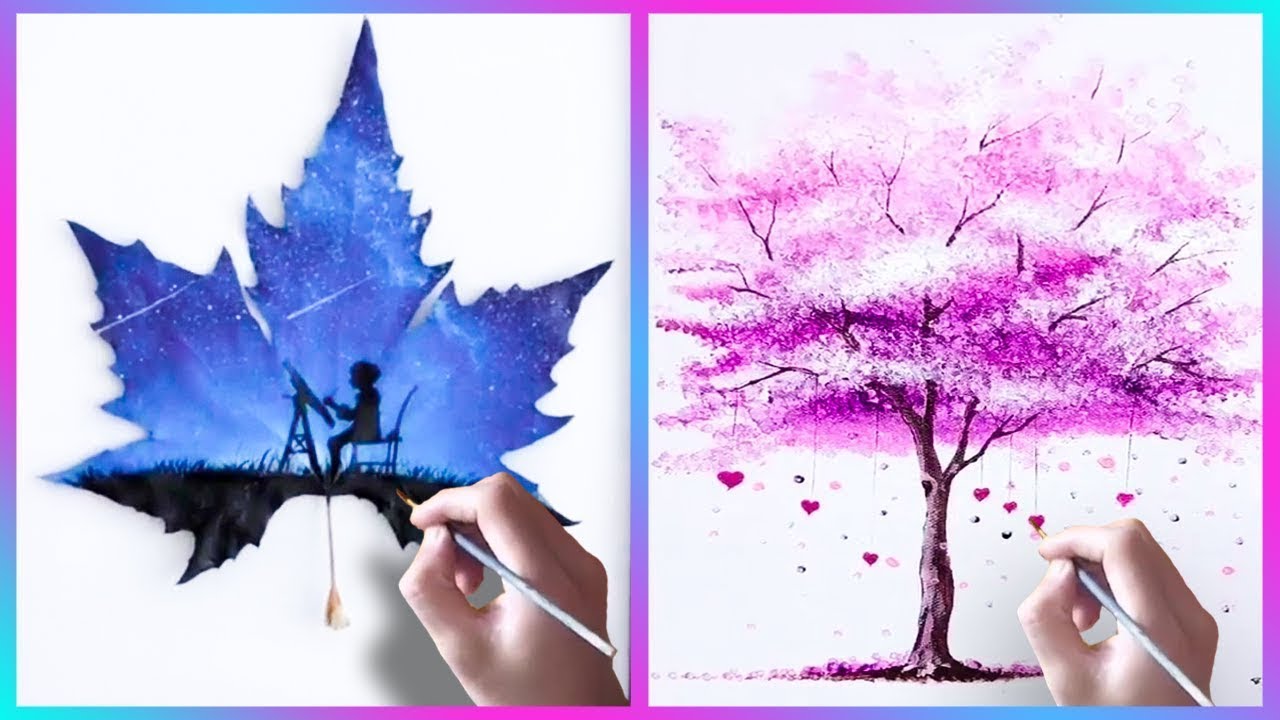 5 Easy Painting Ideas For Beginners - Acrylic Painting - Step by Step ...