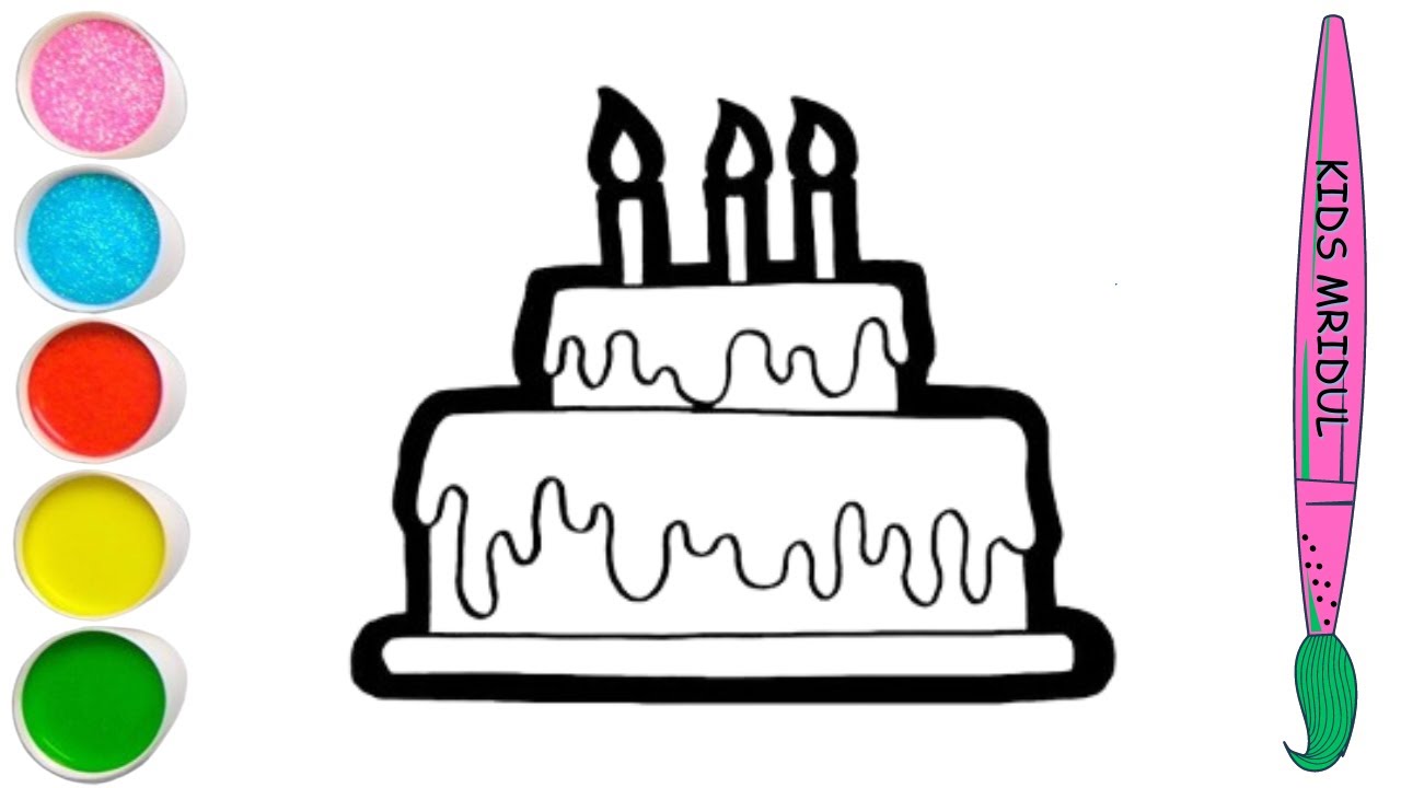 Birthday Cake Drawing Step by Step - Easy Art Tutorial || Draw Birthday ...