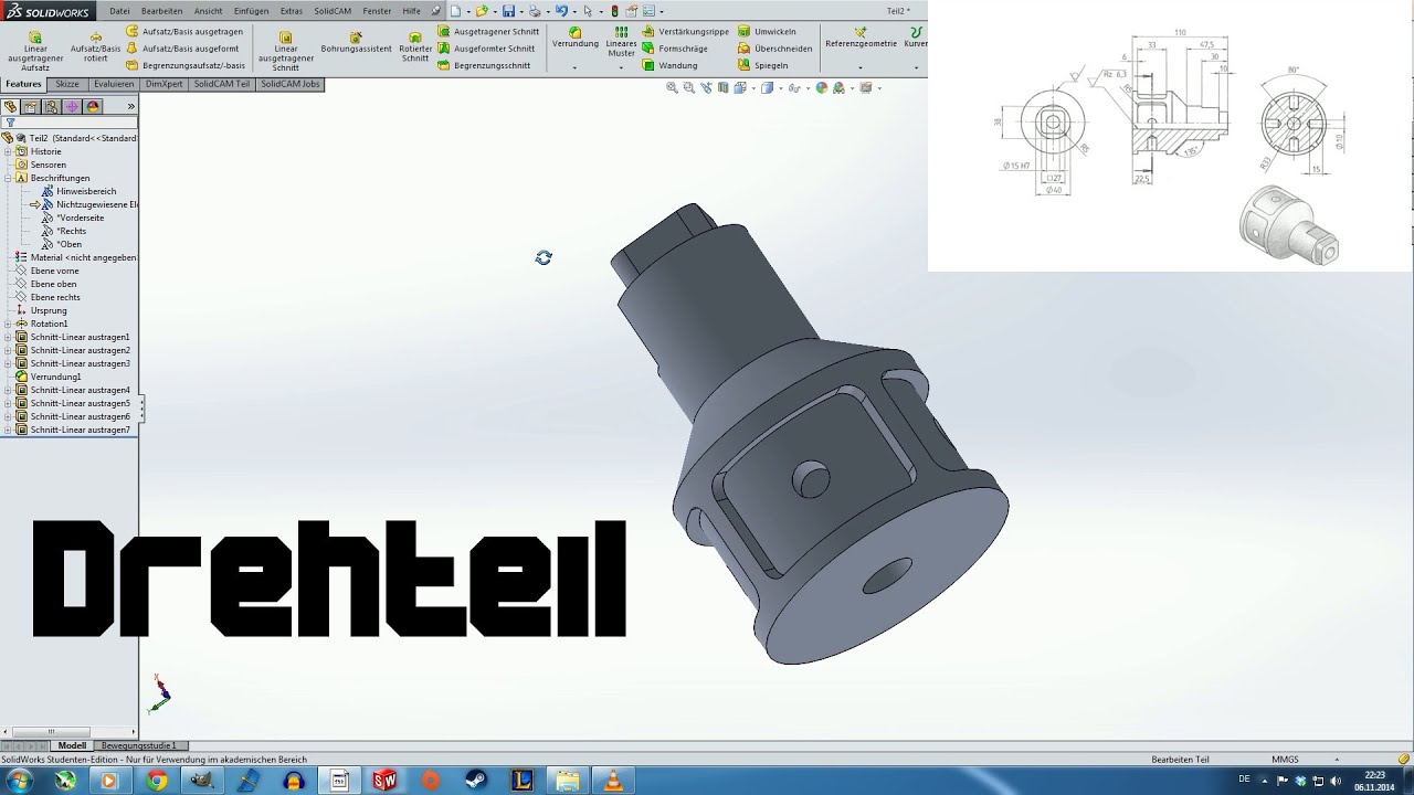 Solidworks Tutorial #20: Drehteil - YouTube