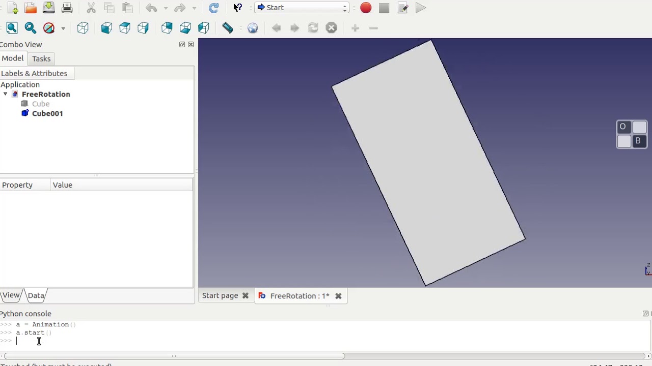 FreeCAD + MBDyn multi body dinamics, free rotating body example - YouTube