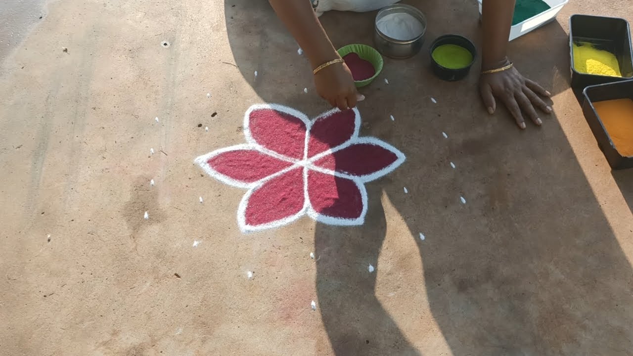 Beautiful 5*3 Dots rongoli/easy rangoli/daily use rongoli/மாம்பழ கோலம் ...