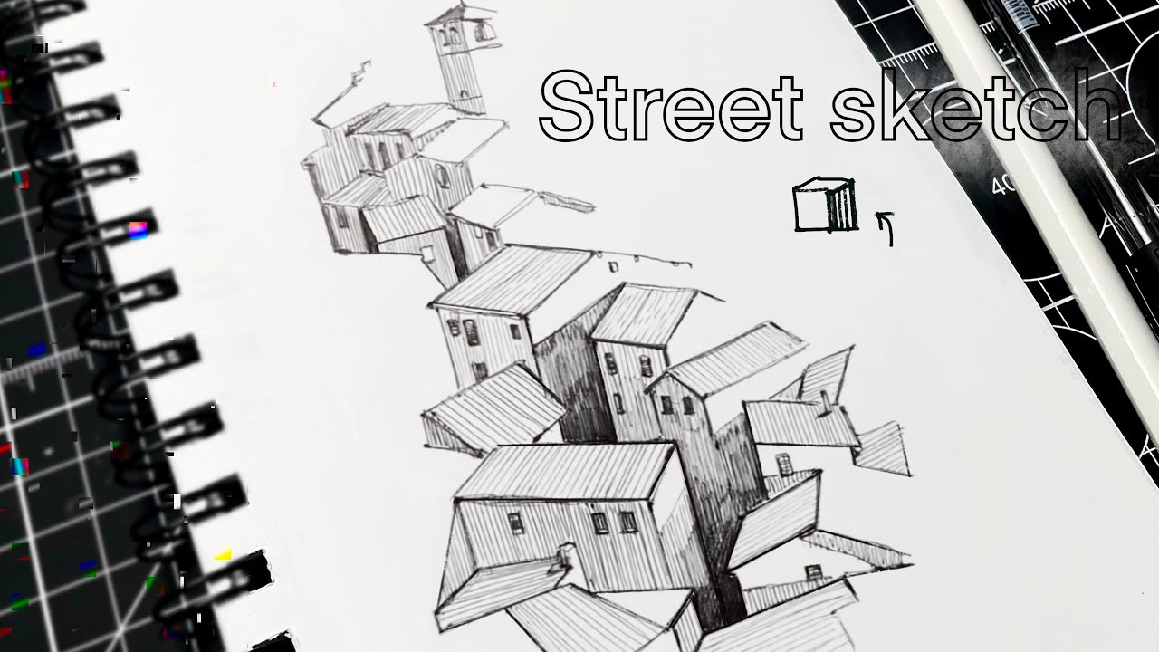 How to draw a simple street illustration (light and shadow or ...