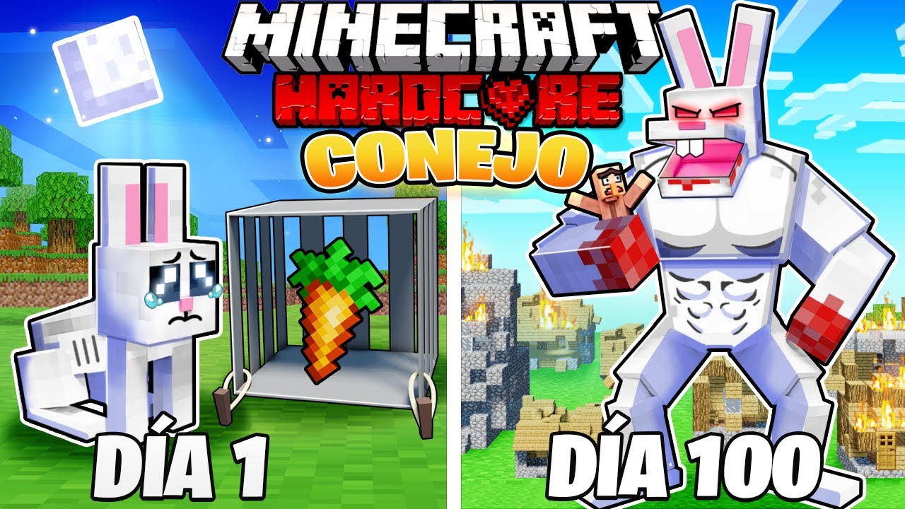 SOBREVIVÍ 100 DÍAS como un CONEJO en MINECRAFT HARDCORE! - YouTube