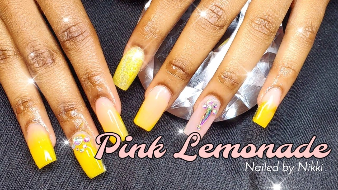 Acrylic Nails Full Set | Pink Lemonade Nails 🎀🍋 - YouTube