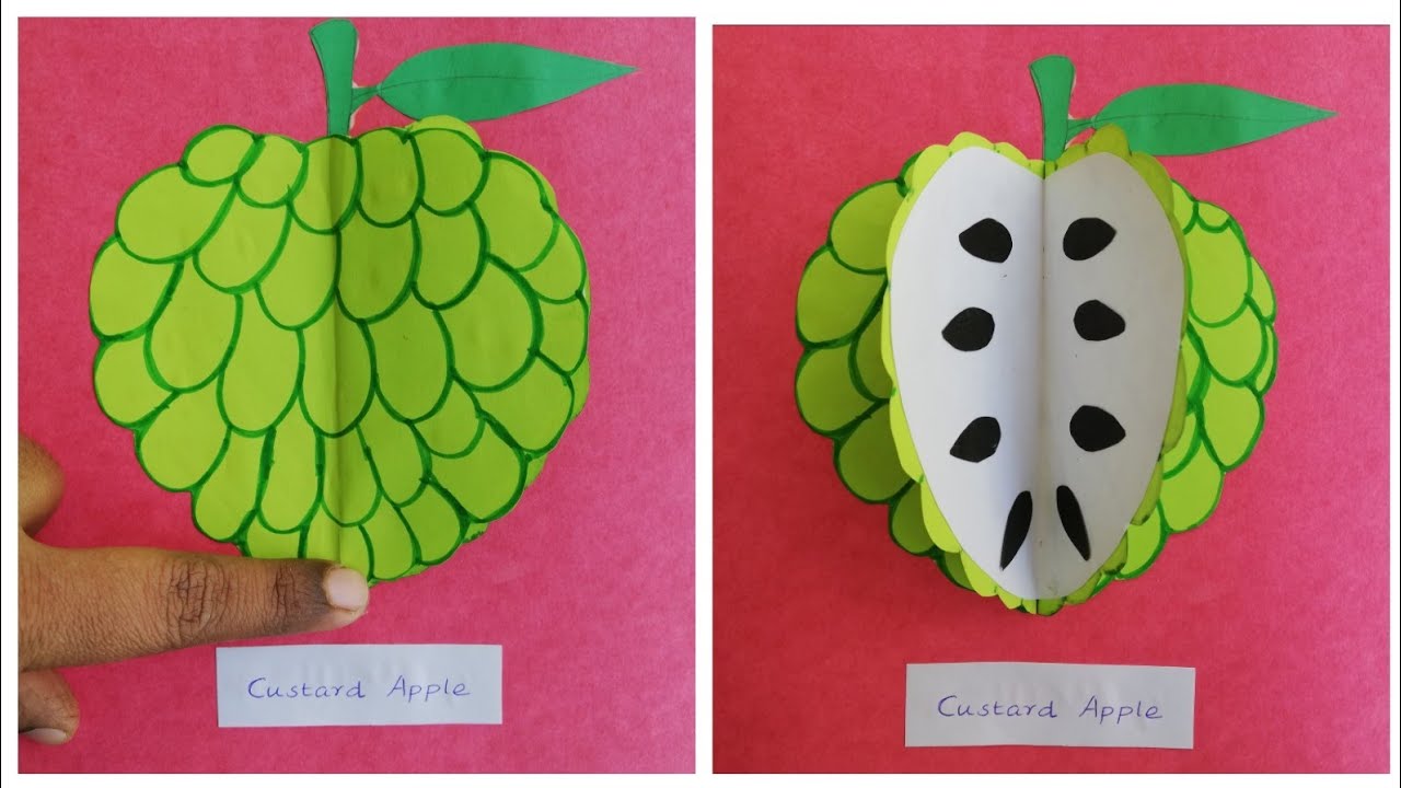 How to make 3D custard apple using paper - YouTube