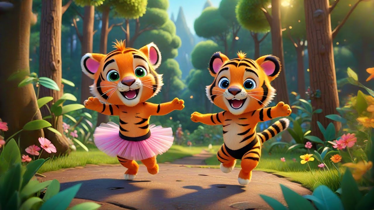 Four Tiny Tigers in Tutus Twirl | Fun Animal Song for Kids | Nursery Rhymes and Learning Songs ...