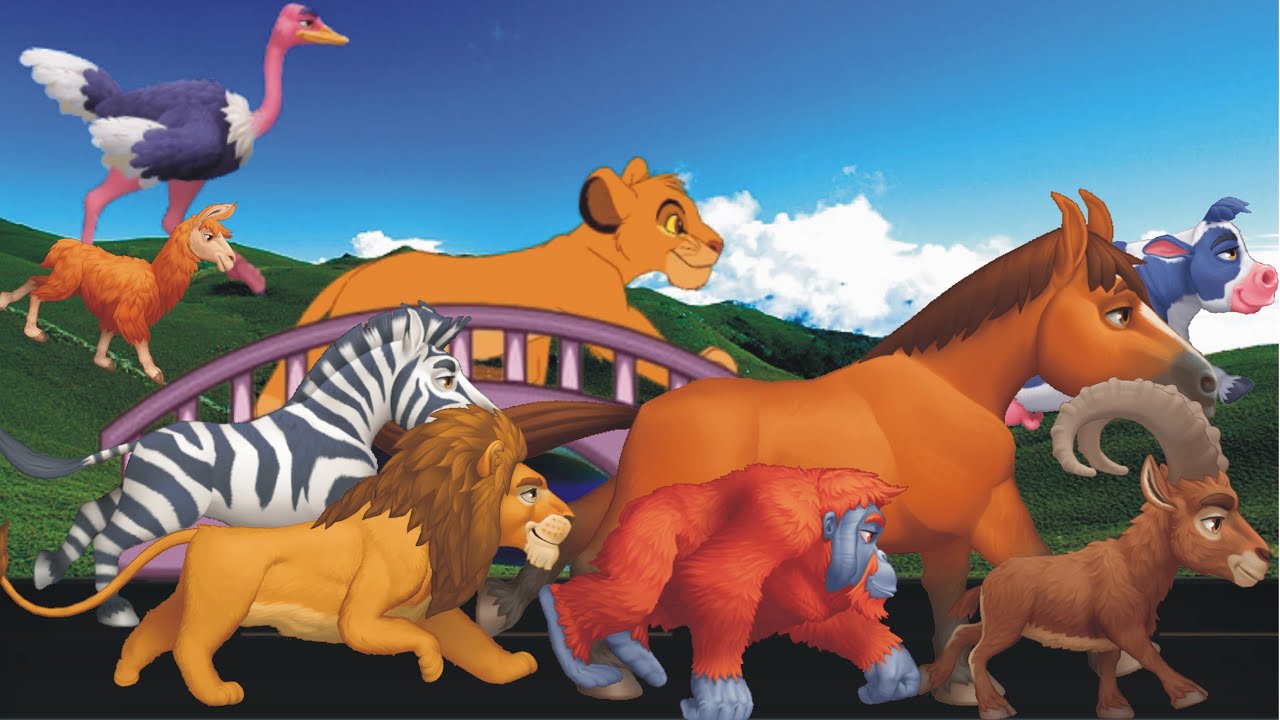 animal stampede near bridge and road | animal stampede | crazy cartoon ...