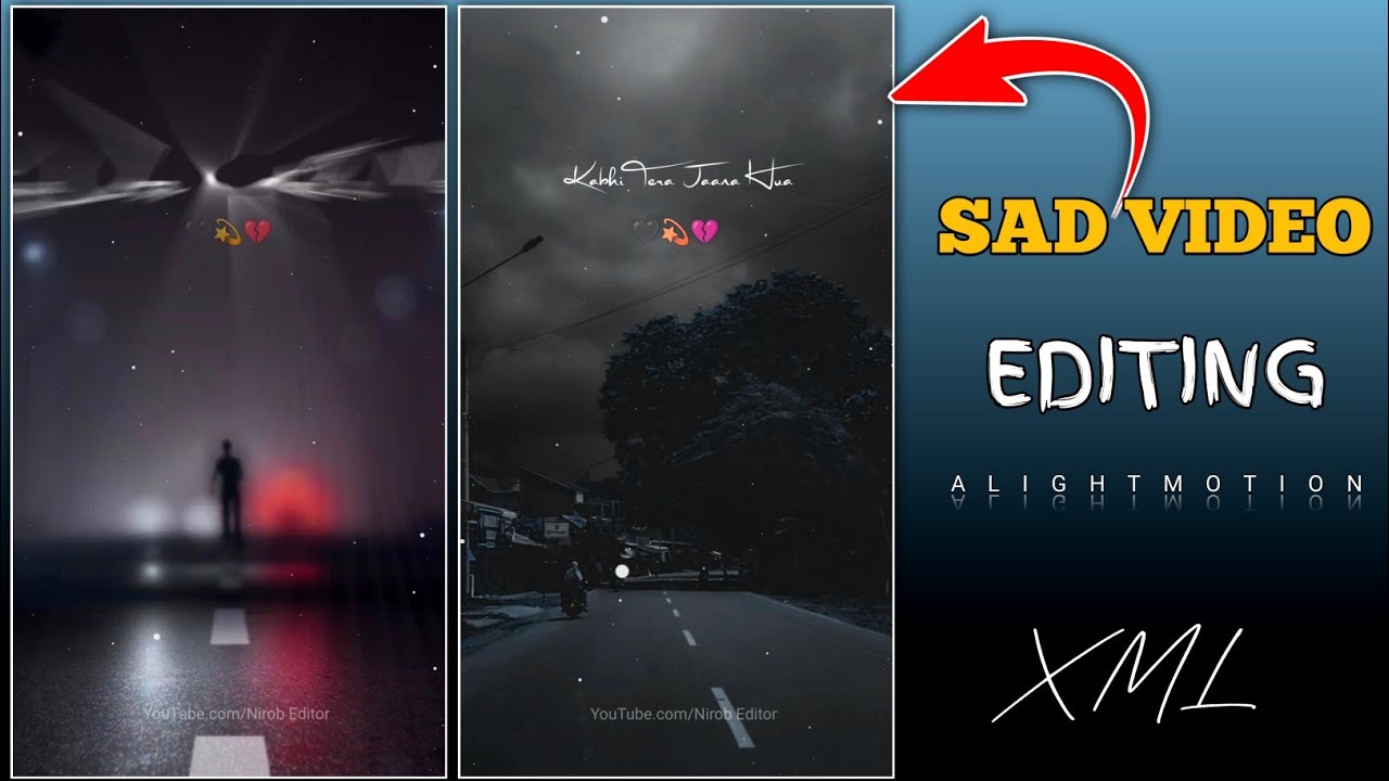 Sad status video editing in alightmotion & new XML || lyrics status ...