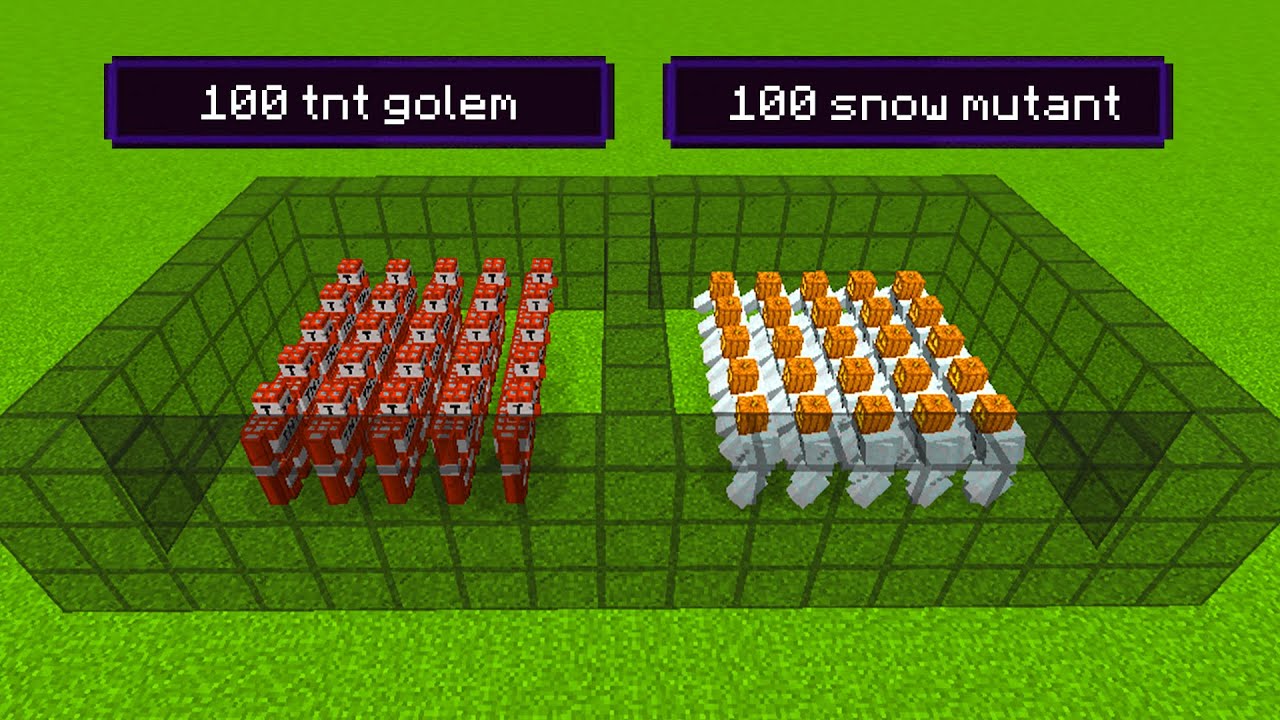 100 tnt golem vs 100 snow mutant - YouTube