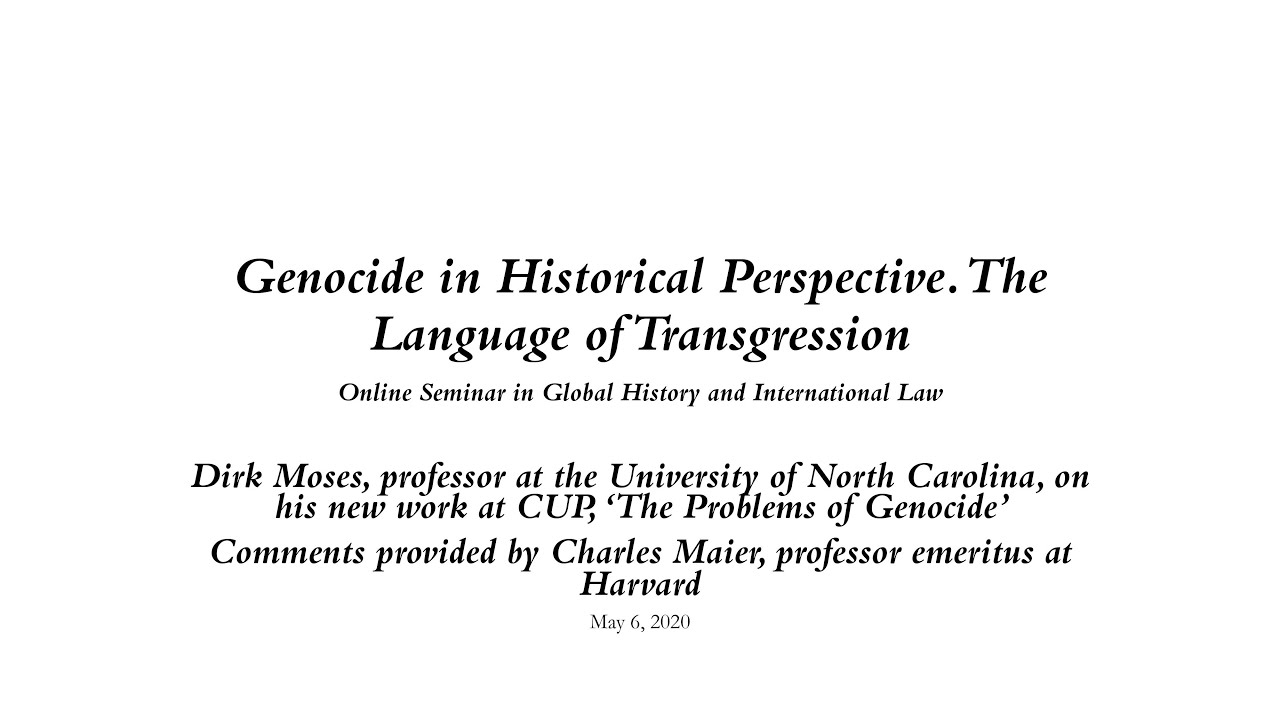 Genocide in Historical Perspective. The Language of Transgression - YouTube