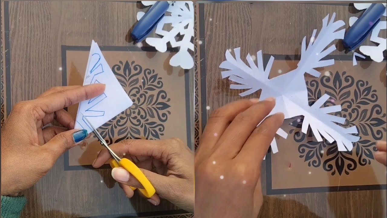 Paper Snowflake Making | Paper cutting Snowflake ️ #artbykajal # ...