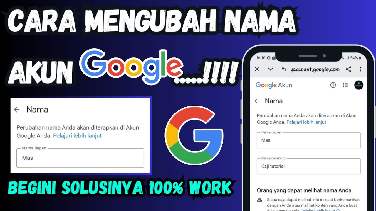 Cara Ubah Nama Google Di Hp android Terbaru 2024 - YouTube