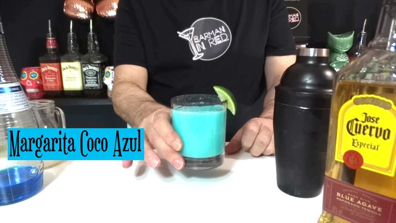 Como hacer el COCKTAIL MARGARITA COCO AZUL - YouTube