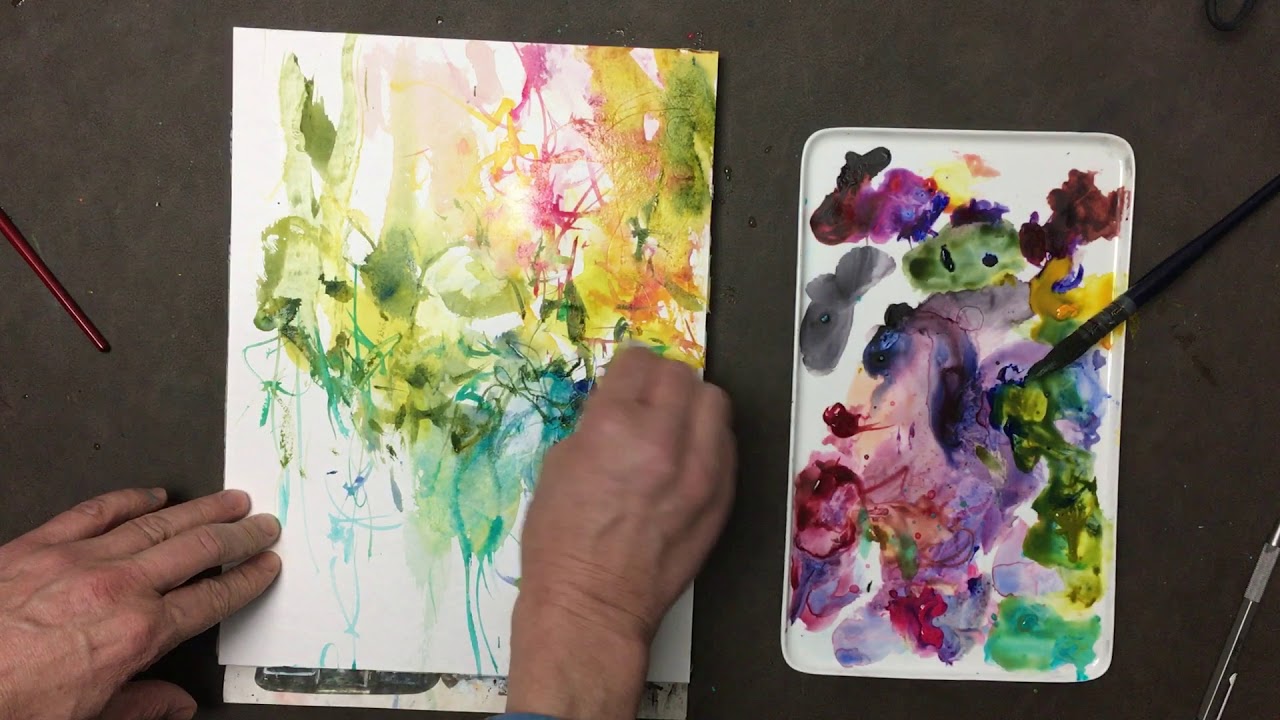 farverig abstrakt akvarel - YouTube